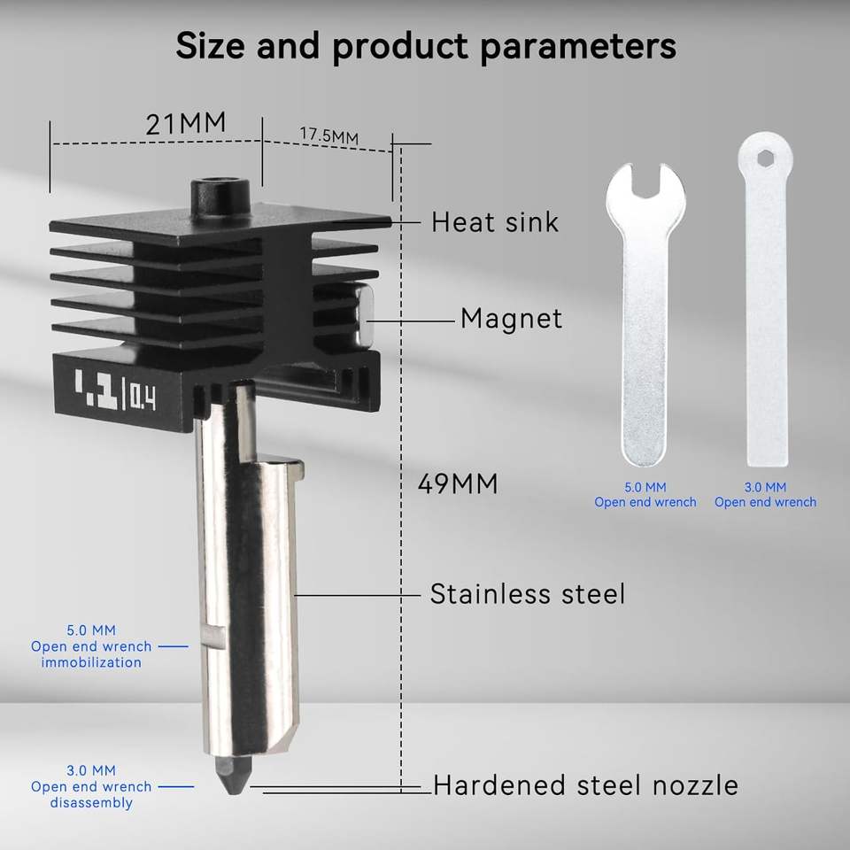 Bambu Lab P2S Upgraded Hotend 0.2mm 0.4mm 0.6mm 0.8mm Hardened Steel ...