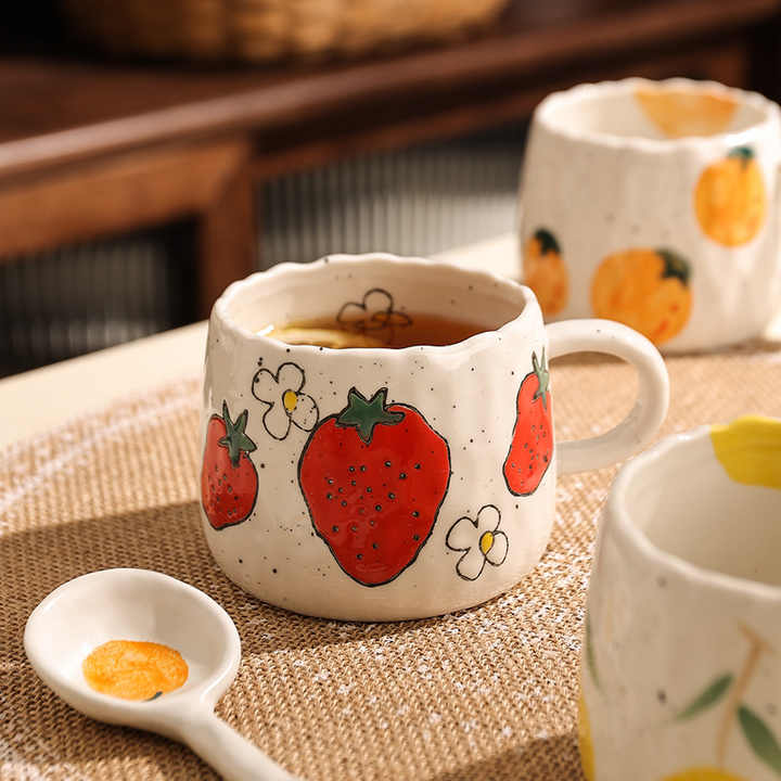 Handmade Strawberry Ceramic Mugs - Perfect for Gifts