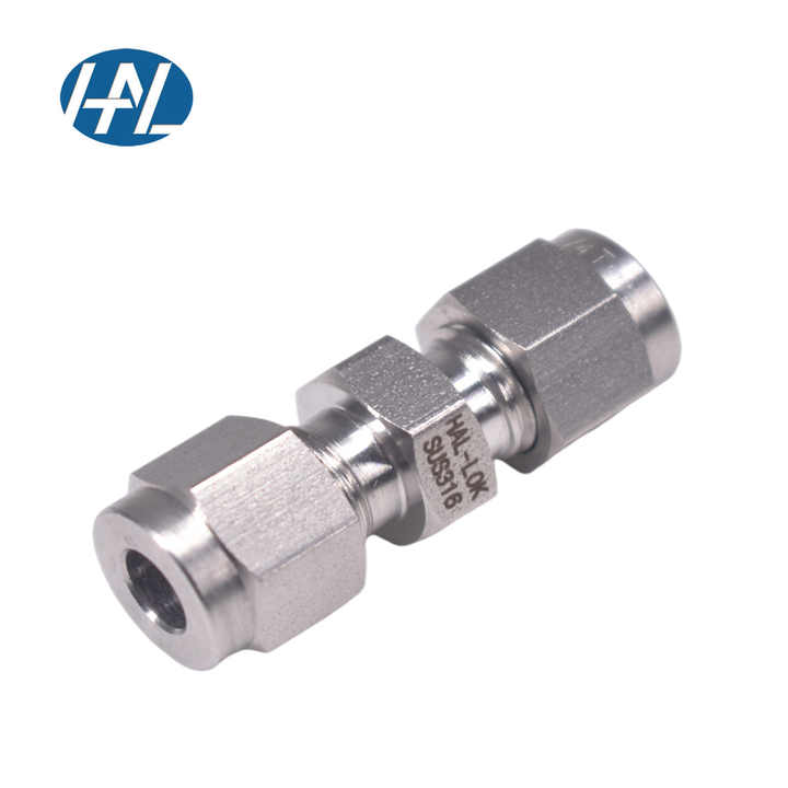 SS316 Stainless Steel Double Ferrules Compression Tube Unions