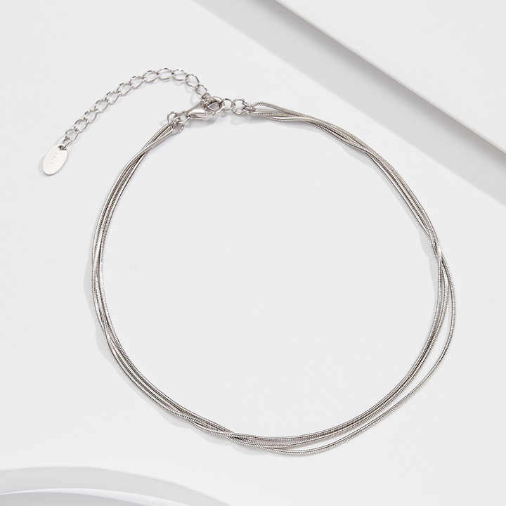 RINNTIN SA76 Fashion 3 Layer Snake Bone Chain S925 Sterling Silver ...