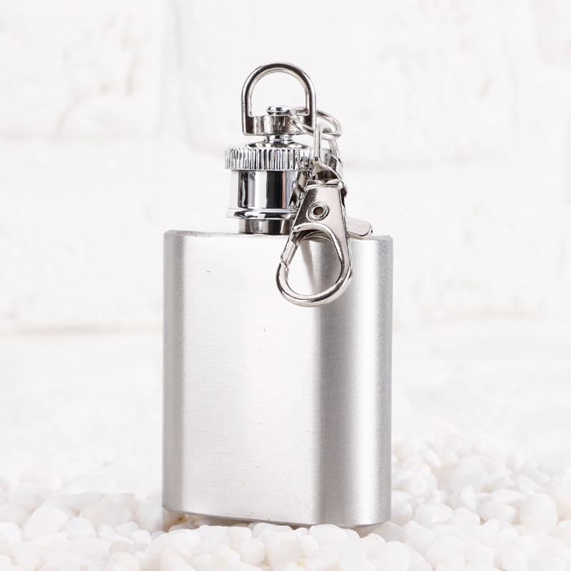 1oz 30ml Keychain Stainless Steel Metal Hip Flask Mini Pocket Whiskey ...