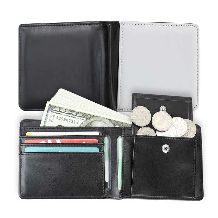Faux Leather Bifold Filp Mens Sublimation Wallet With Coin Section ...