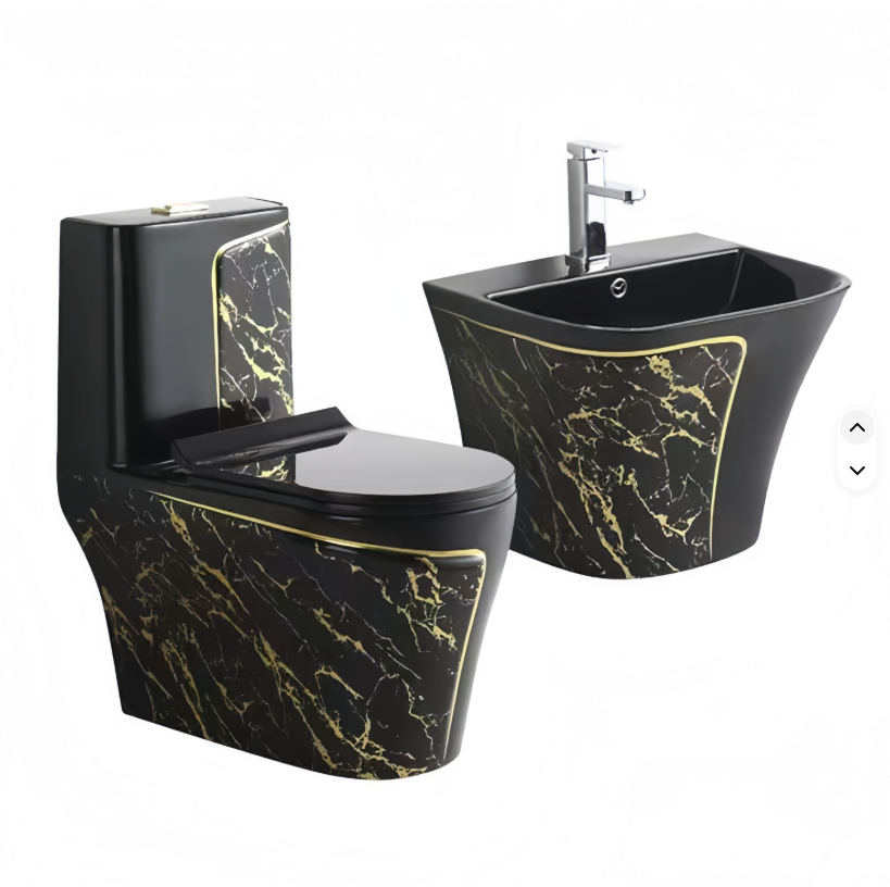 Modern Style Gold-gray Ceramic Double-flush One-piece Toilet WC Floor ...