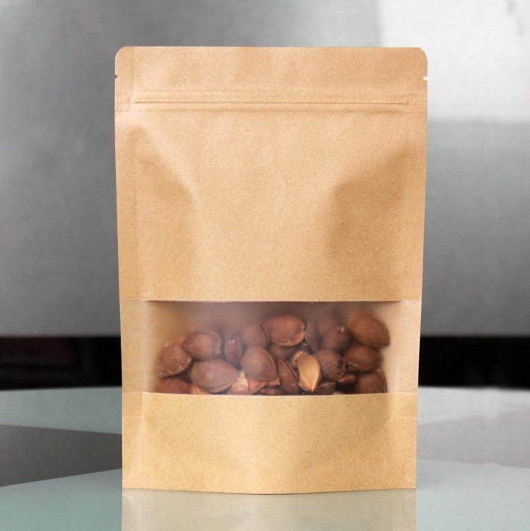 2026 Ready to Ship Doypack Zip Brown Black Craft Standing up Pouches ...