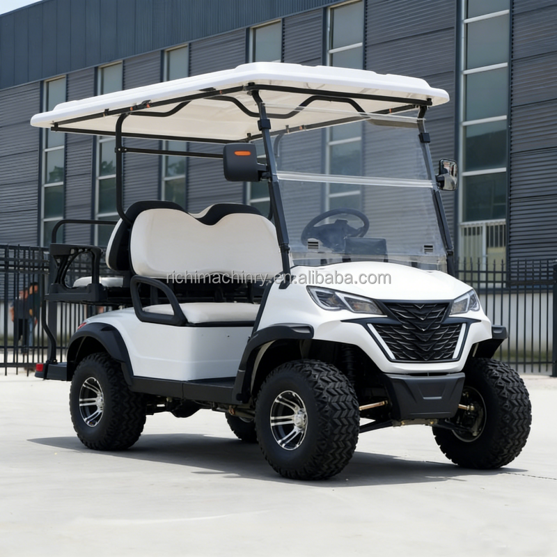 Classic White Design Electric Golf Carts 4 Seater Golf Course Vehicle ...