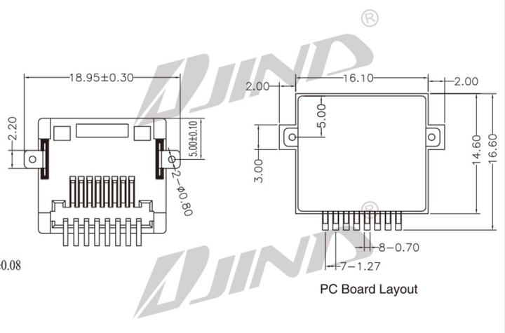 Single 1x1 Port 8P8C RJ45 Cat 6 Network Jack PCB Black 1x1 Single ...