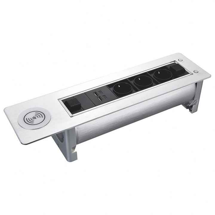 Multi-Functional Rotating Desk Power Socket USB Charger Hidden Office ...