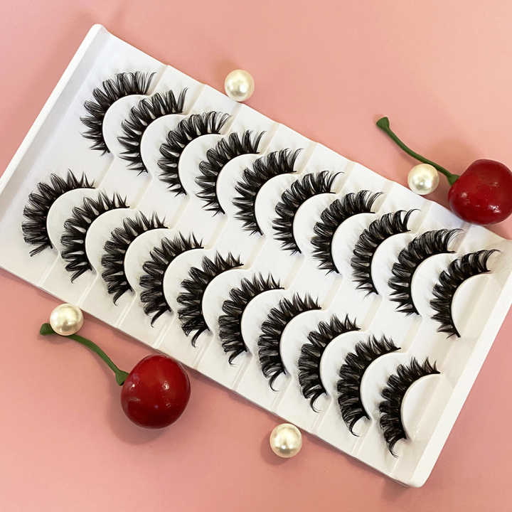DD Curl Russian Full Strip Eyelashes Vendor Crisscross Natural 3D Faux ...