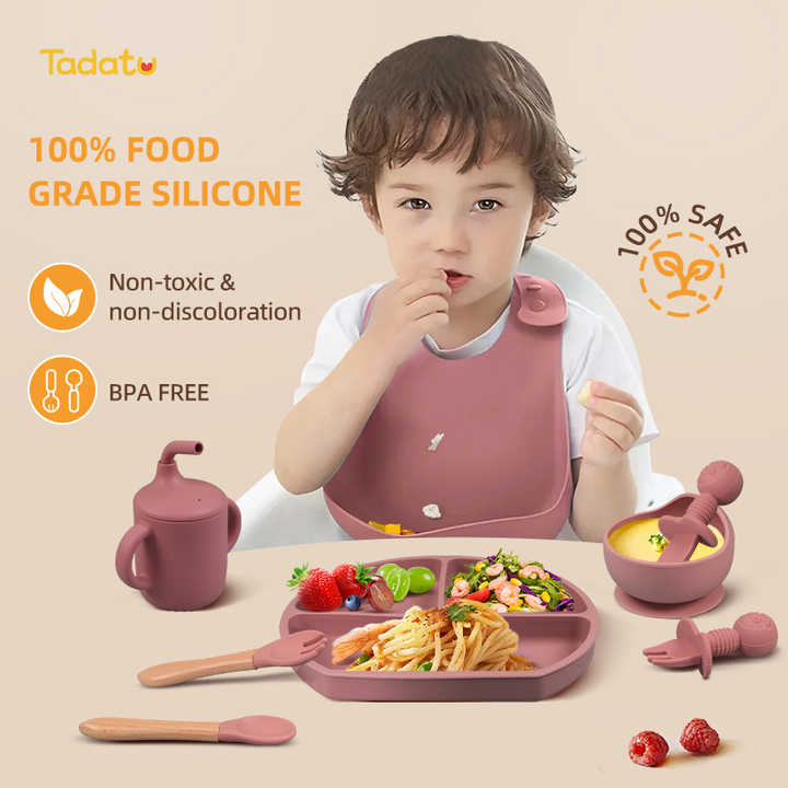 Bpa Free Food Grade Silicone Baby Tableware Bowl Suction Plate Kids ...