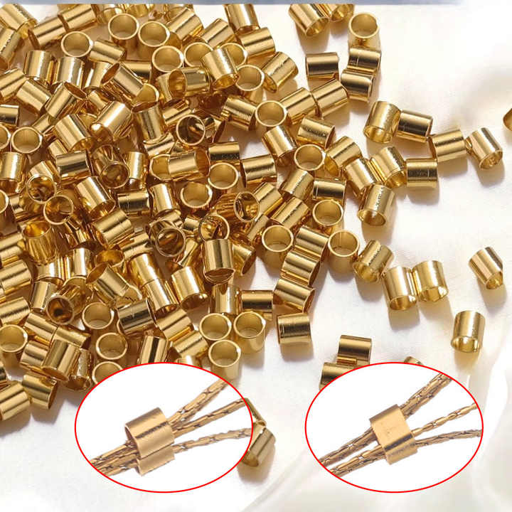 18K PVD Gold Stainless Steel Crimp Tube Beads for Jewelry Making