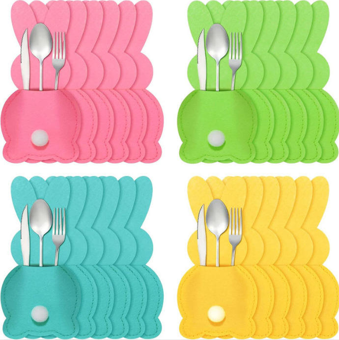 Easter Bunny Tableware Bag, Knife and Fork Bag, Birthday Party Tabletop ...