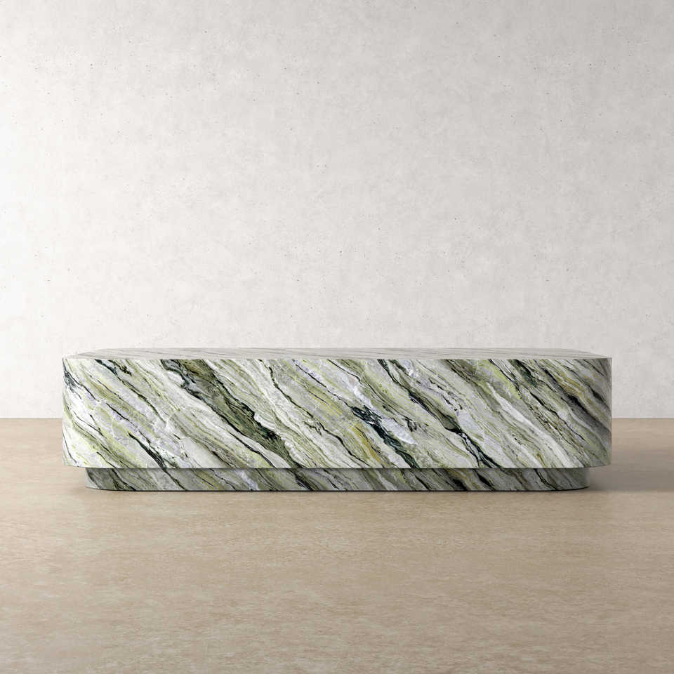 Emerald Green Gradient Diagonal Coffee Table - Elegant & Durable