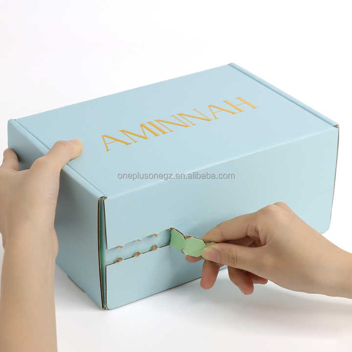 Custom Gold Foil Logo Corrugated Paper Box with Pull Strip and Zipper ...