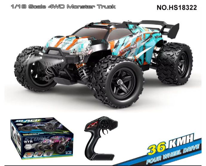 4WD Electric RC Monster Truck - HOSPEED HURRICANE, 2.4G Remote