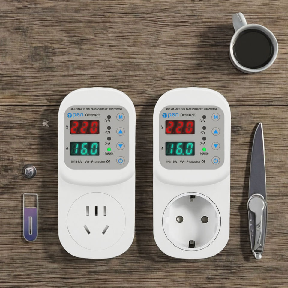 Adjustable 220V 110V 16A Surge Protector Plug with EU Socket Over ...
