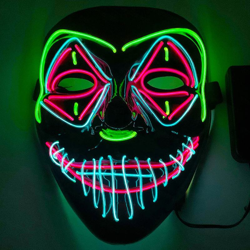 2024 Scary Halloween LED Mask Light up Face Mask Cosplay Costume ...