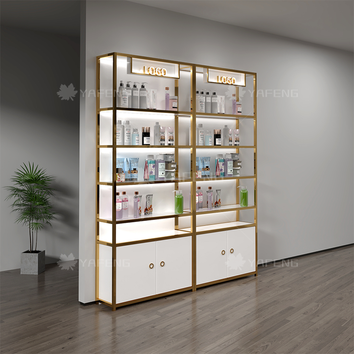 Beauty Salon Cosmetics Display Cabinet with Multi-Layer Product Shelf Nail Polish Rack and Bag ...