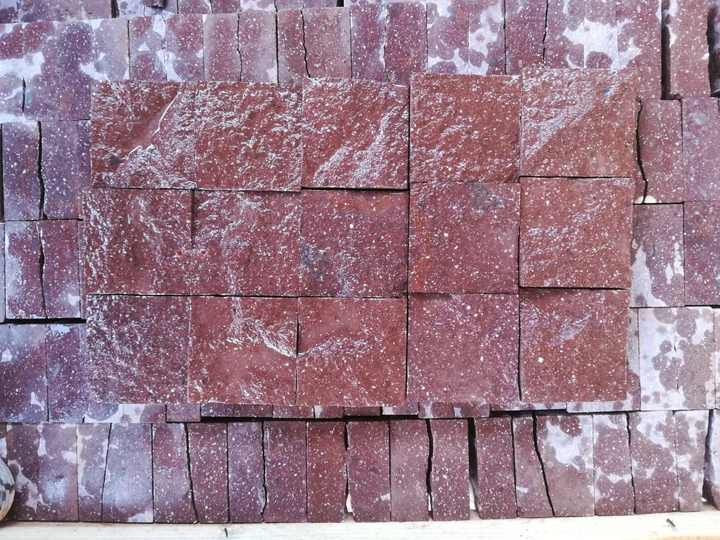 Red porphyry Granite Stone Paving Cubes Car Driving Way Kerbstone ...