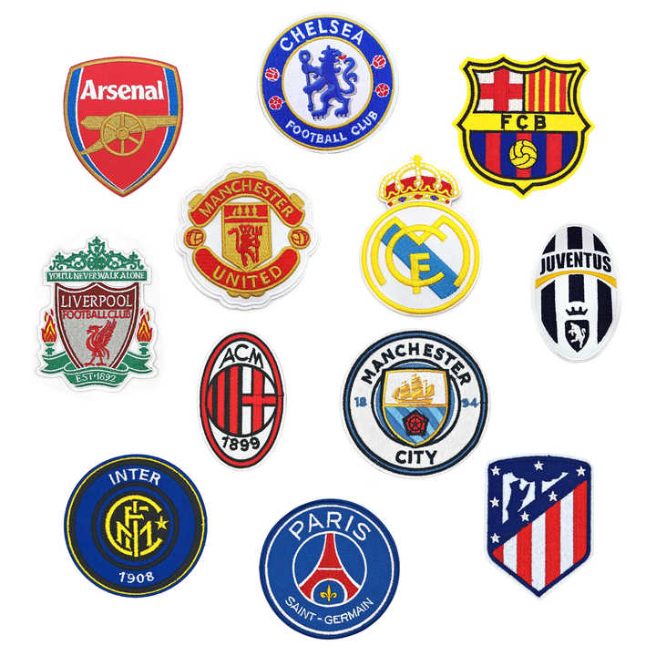 Soccer club logo handmade embroidery iron on sport football patch team ...
