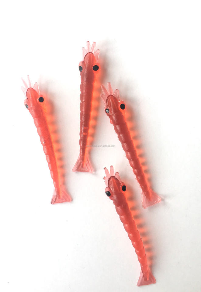 Ready 4cm Shrimp PVC Plastic Artificial Topwater Baits Without Hooks ...
