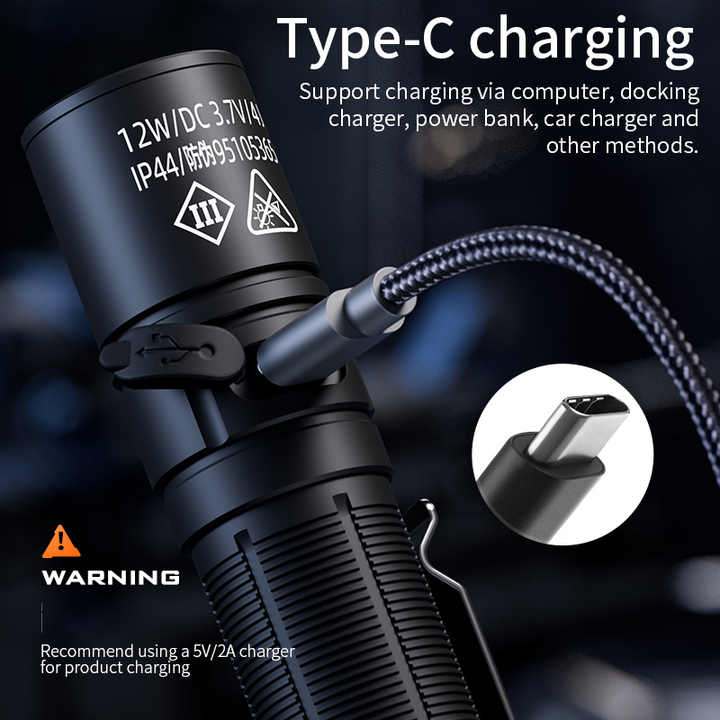 Superfire A36 Linterna Led Antorcha Recargable 12W 2000 Lumenes Linternas De Alta Potencia ...