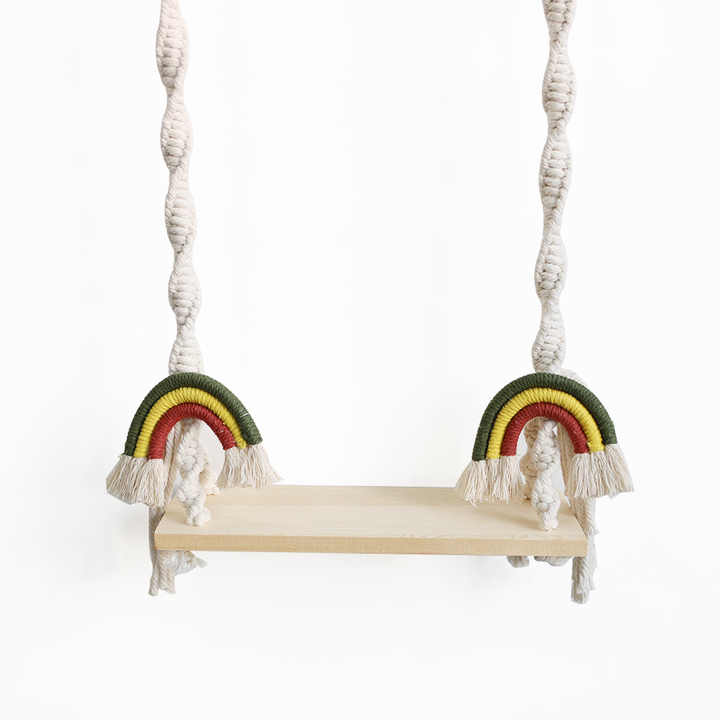 Macrame Baby Swing Wooden Wall Shelf Handmade Hammock Swing Shelf ...