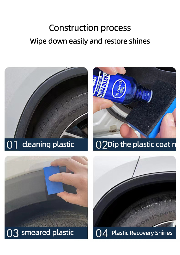30ml Vinyl Plastic Trim Restorer For Cars Restoration Renew Blacken ...
