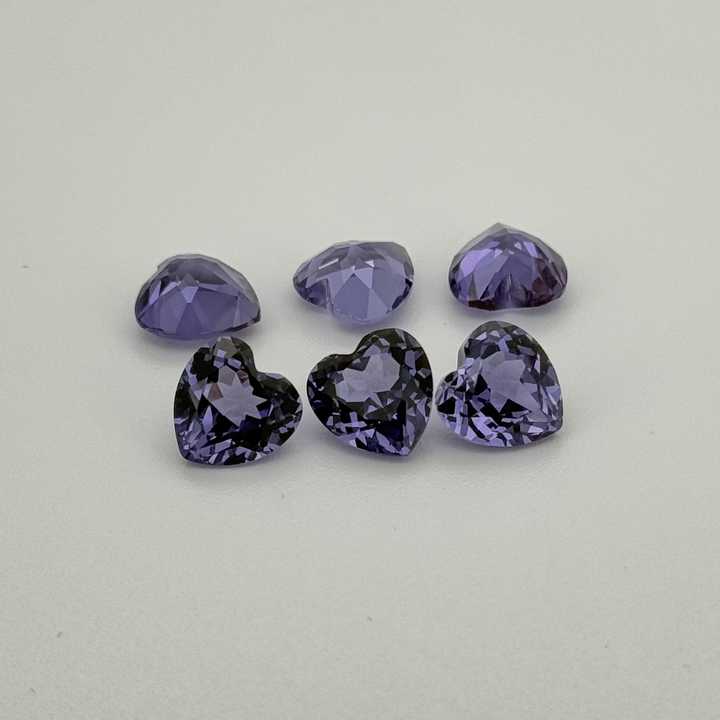 Heart Cut 8x8mm Alexander Stone Synthetic Color Change Purple Corundum ...