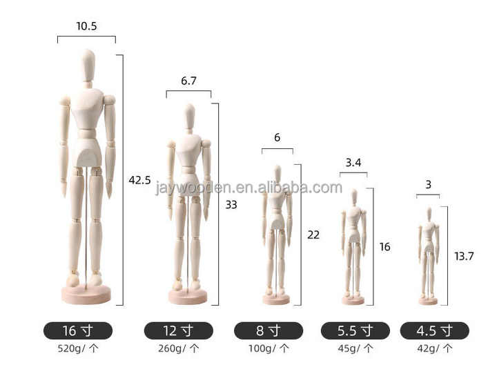 8-12 Inch Adjustable Wooden Mannequin - Customizable Model
