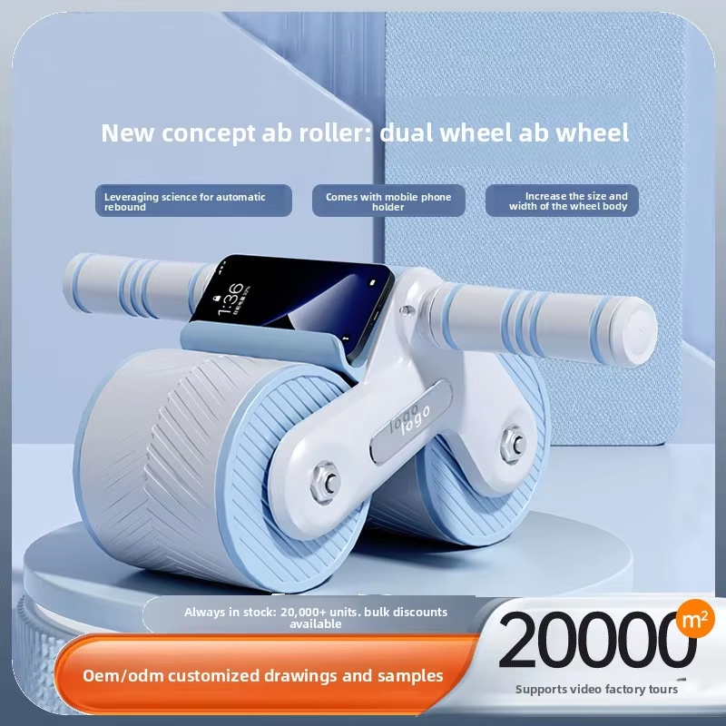 Ergonomic Self-Rebound Abdominal Wheel With Phone Holder Widened Double ...