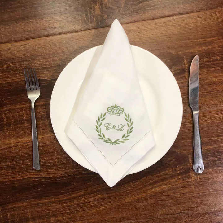 Linen Embroidered Dinner Napkins - 100% Cotton OEM Service