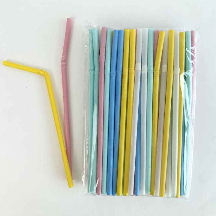 Custom Size PLA Bendable Straws Colorful Disposable Flexible Drinking ...