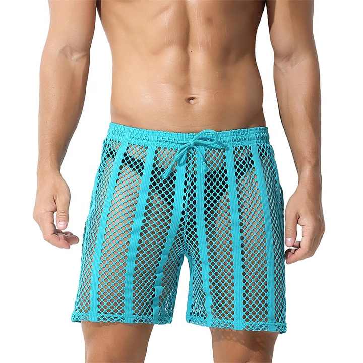 Mens Sleep Shorts - Transparent Fishnet Boxer Briefs