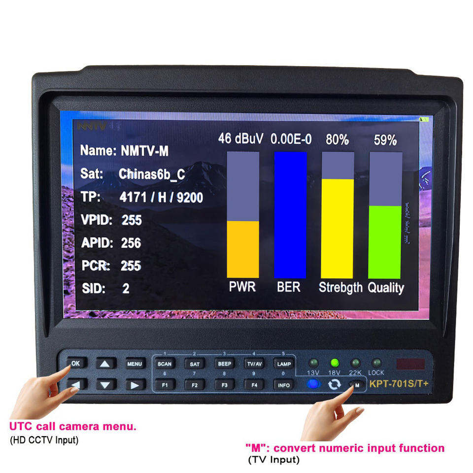 3-in-1 TV Signal Finder Meter DVB-S/S2 DVB-T/T2 DVB-C with AHD CCTV ...