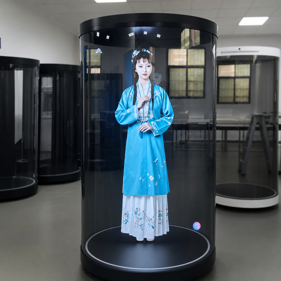 65 75 86 Inch Cylindrical 3D Holographic Naked Eye AI Interactive ...