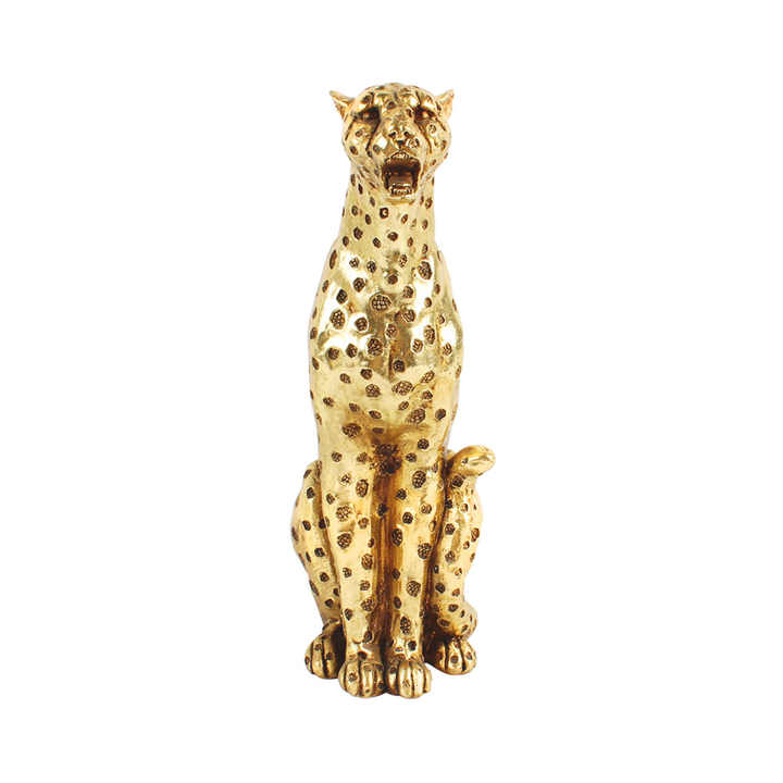 Gold Resin Leopard Statues - Elegant Home Decor