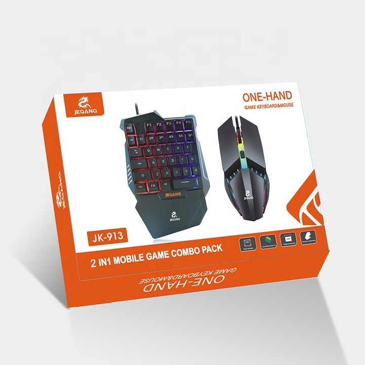 JK-913 One-Hand Game Keyboard and Mouse Set - 35 Key Layout