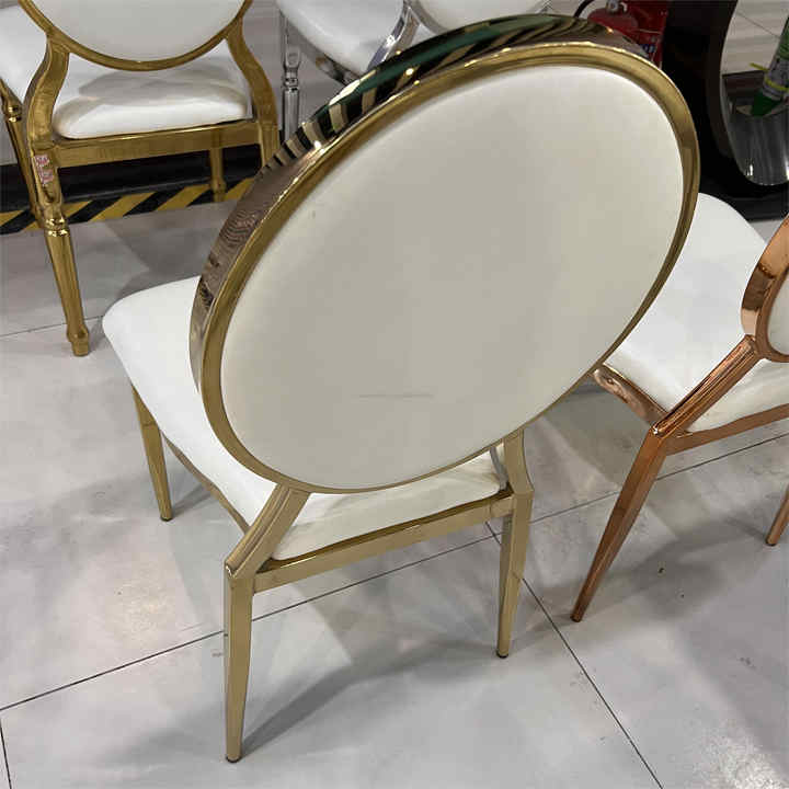 Luxury Round Back Hollow Design Gold Event Banquet Chairs