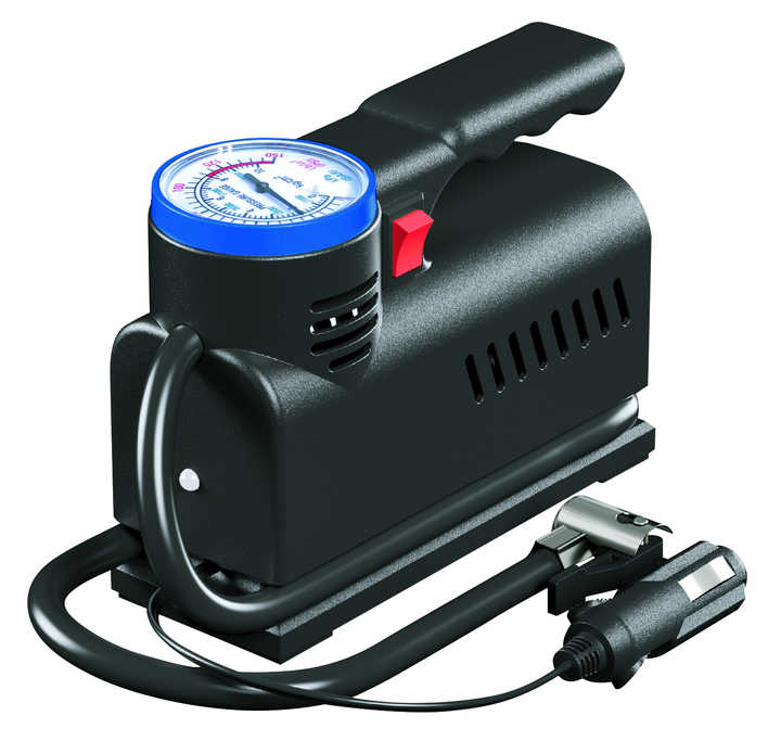 Compact 12V Blue LED Light Electric Tire Inflator with Long Power Cord Portable Corded 150psi ...