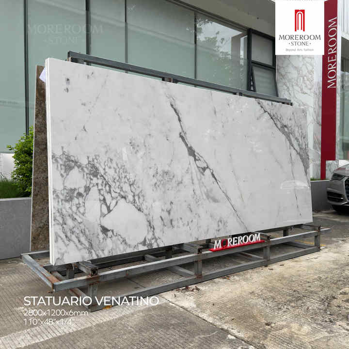 1200x2800mm White Statuario Venatino Marble Glossy Surface Quartz Slab ...