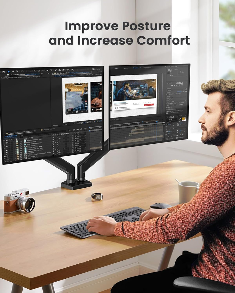 Dual Monitor Mount - Support 2 Monitors up to 32 Inches