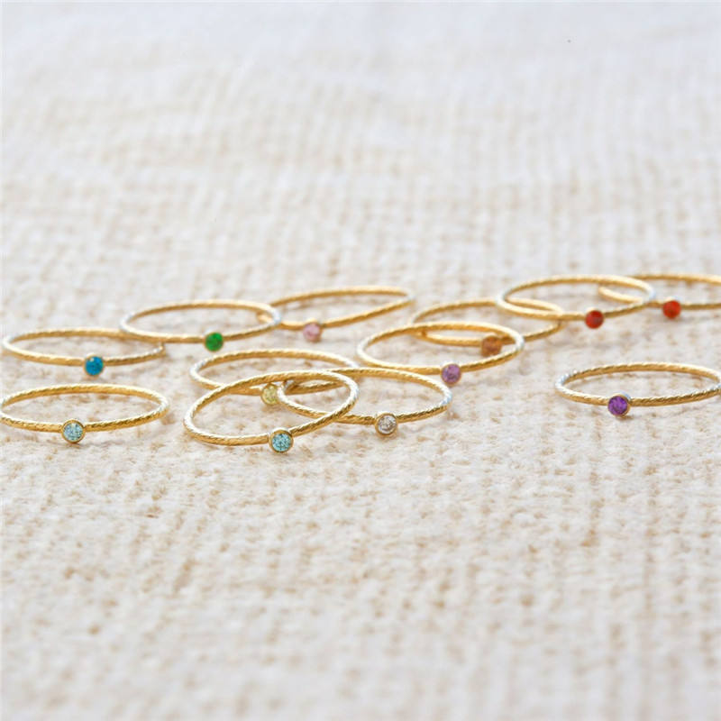 14K Gold Filled Zircon Rings Minimalist Jewelry Thin CZ Diamond ...