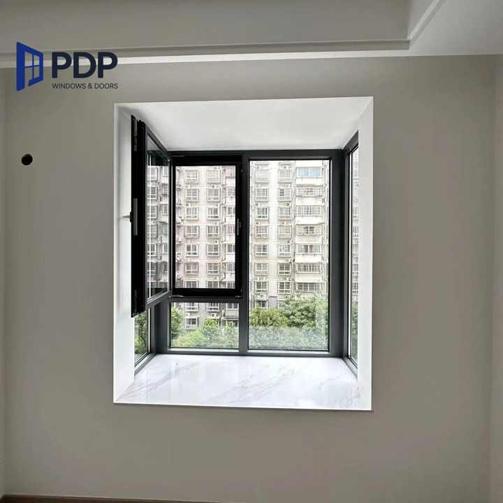 90 Degree Casement Aluminium Frame Windows Louver Curtain Tempered ...