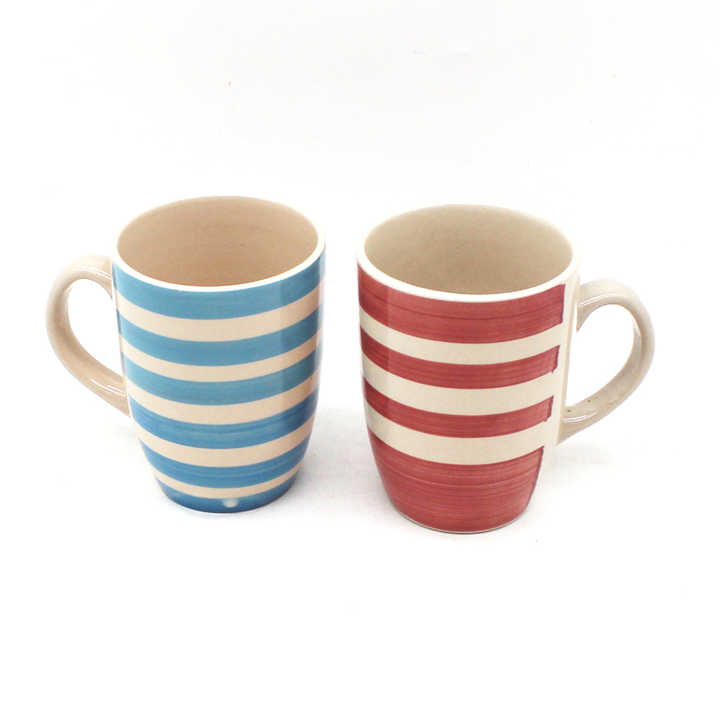 Practical 4 - Piece Ceramic Striped Mug Set, Diverse Colors (Orange ...