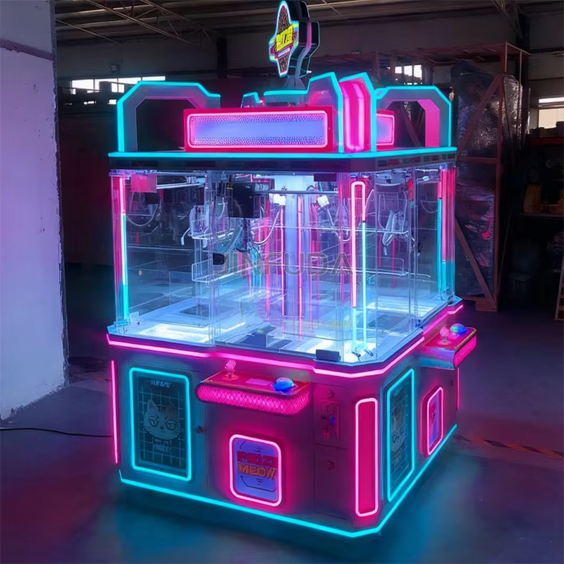 4-Player Metal Claw Crane Arcade Machine Indoor Coin-Operated Prize ...