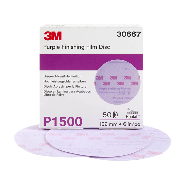 3m 30667 Hookit Purple 6 In 1500+ Grade 50 Pack Clear Coat Sanding ...