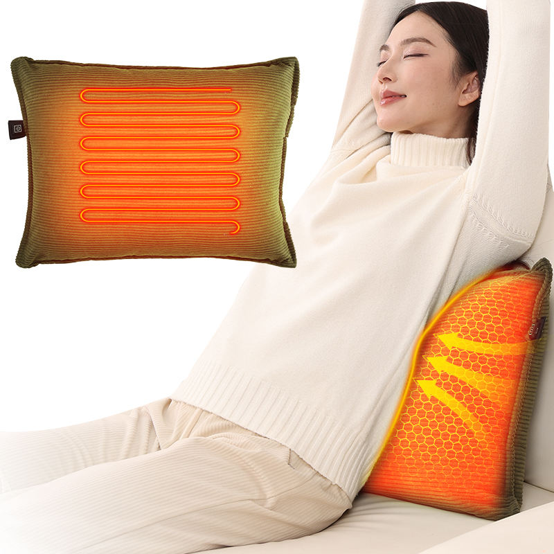 Flannel USB Heating Pillows Heating Lumbar Support Pillow for Office ...