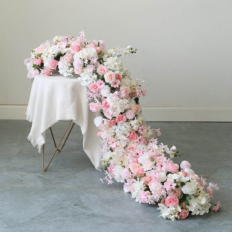 Pink White Artificial Flower Arch Wedding Backdrop Wall Hanging Floral ...