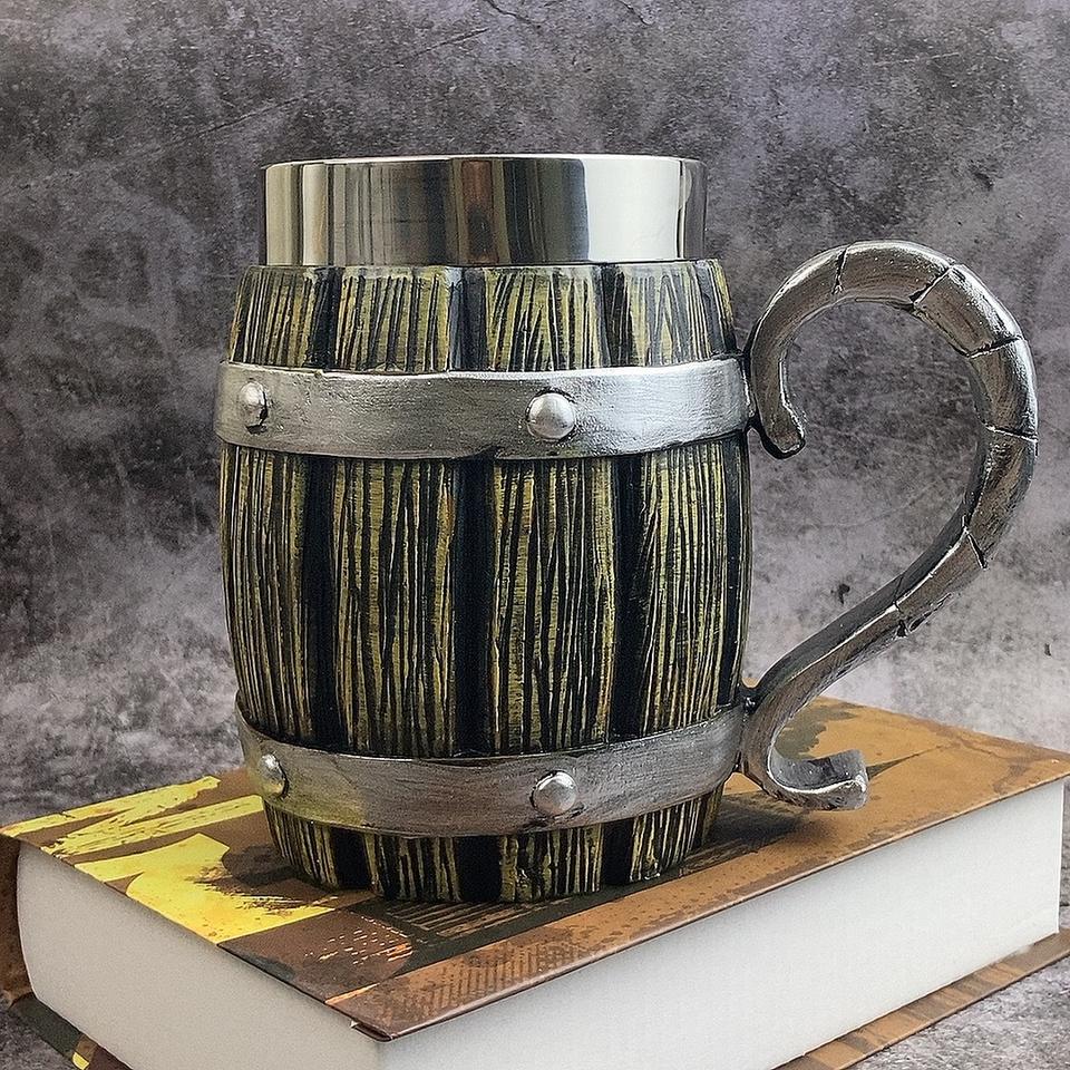 Medieval Resin Mug Germany Beer Barrel Cup Set Souvenir Bar Tools ...