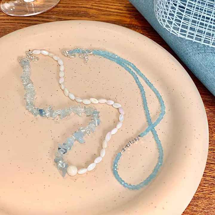 2024 New Trend Exquisite Daily Blue Pendant Necklace Light Luxury ...